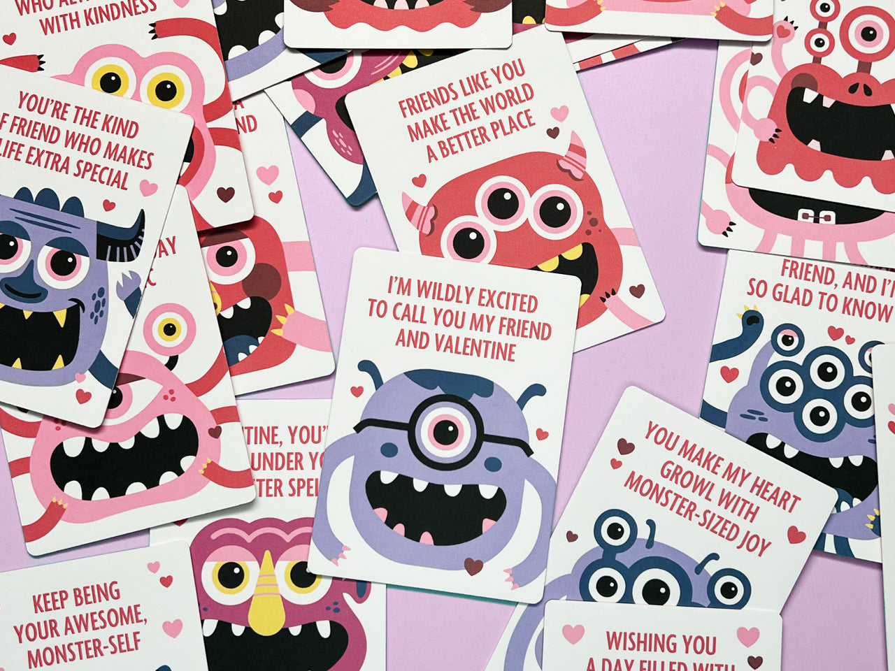 Monster-Themed Valentine Cards (Set of 24) – Sungy Side Up