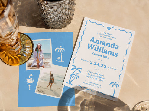 Retro Beach Graduation Party Invitations [Personalizable] – Sungy Side Up